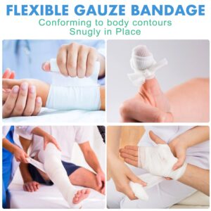 LotFancy Gauze Bandage Roll, 48-Count Gauze Wrap, 4" x 4 Yards Stretched, Conforming Gauze Rolls, Medical Wound Care Supplies for First Aid