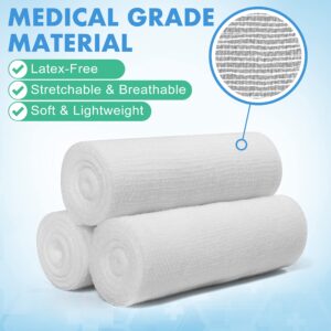 LotFancy Gauze Bandage Roll, 48-Count Gauze Wrap, 4" x 4 Yards Stretched, Conforming Gauze Rolls, Medical Wound Care Supplies for First Aid