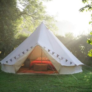 Outdoor Luxury Glamping Bell Tents for Boutique Camping and Occasional Family Camping Trips and Festivals and Human shelter for inhabiting or Leisure(Dia. 5meters)