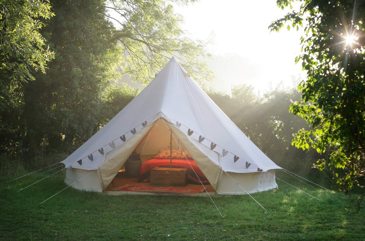 Outdoor Luxury Glamping Bell Tents for Boutique Camping and Occasional Family Camping Trips and Festivals and Human shelter for inhabiting or Leisure(Dia. 5meters)