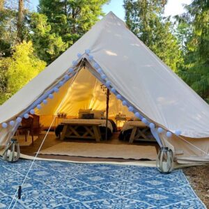 Outdoor Luxury Glamping Bell Tents for Boutique Camping and Occasional Family Camping Trips and Festivals and Human shelter for inhabiting or Leisure(Dia. 5meters)