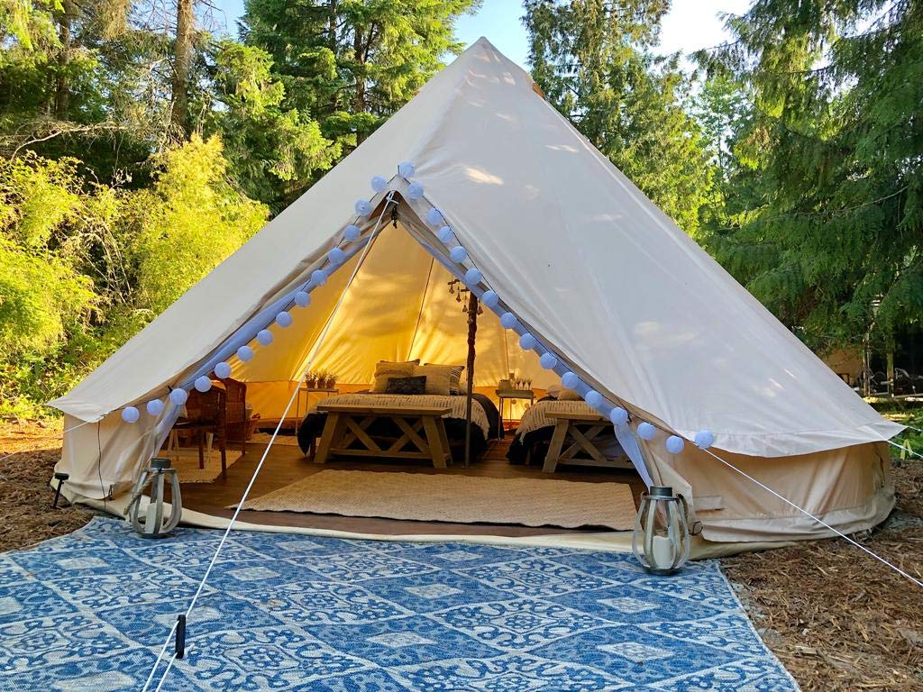 Outdoor Luxury Glamping Bell Tents for Boutique Camping and Occasional Family Camping Trips and Festivals and Human shelter for inhabiting or Leisure(Dia. 5meters)