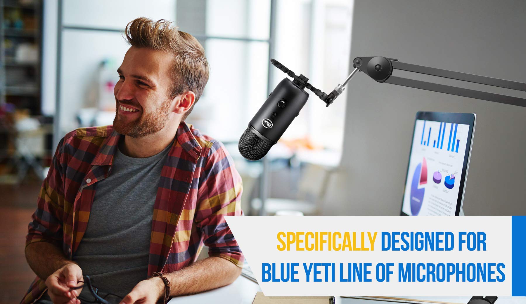 Vocalbeat Blue Yeti Microphone Shock Mount Mic Holder - Blue Yeti Shock Mount for Anti Vibrations from Quality Aluminum Material - Shockmount Accessories Compatible with Blue Yeti Boom Arm Mic Stand