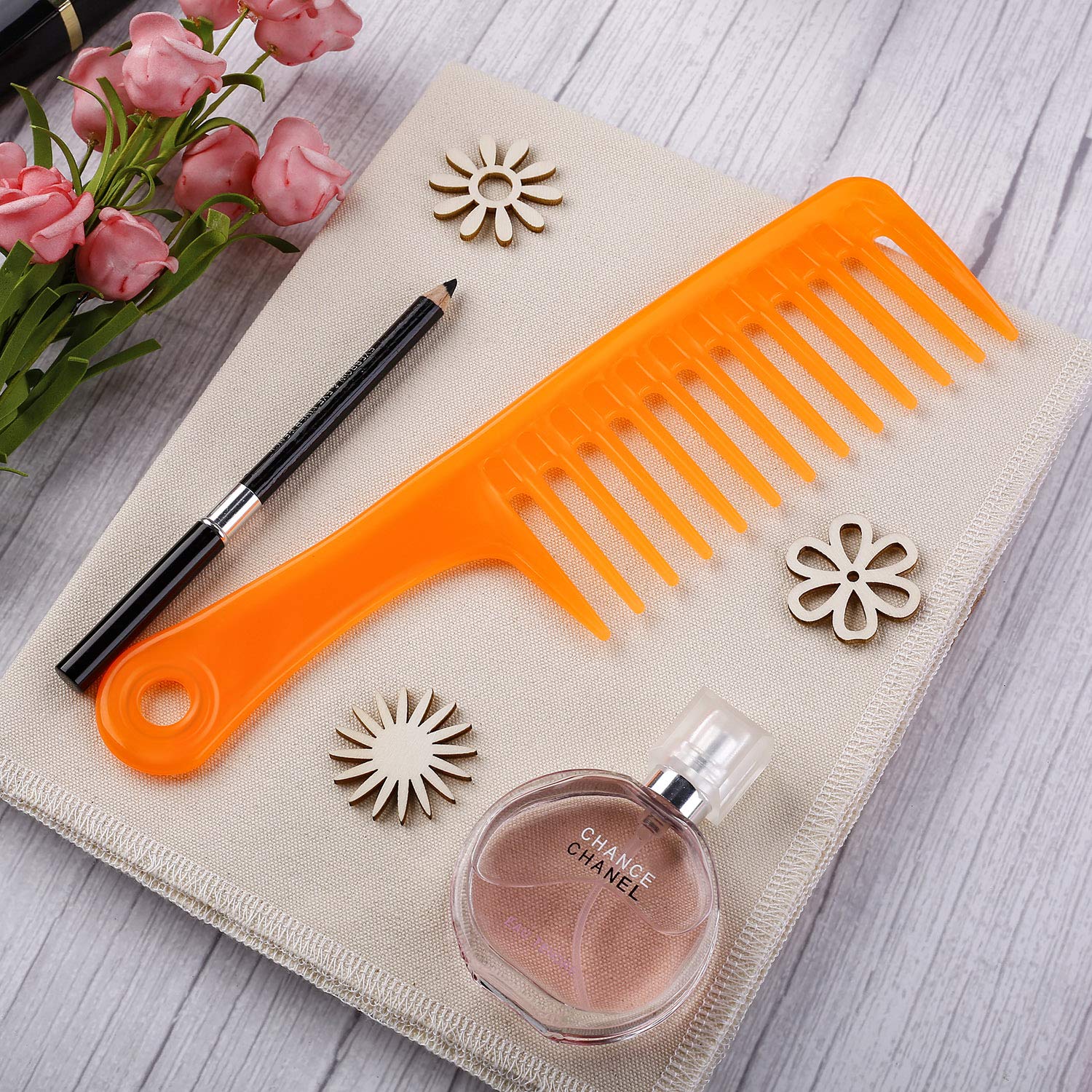 4 Pieces 9 1/2 Inches Anti Static Large Tooth Detangle Comb, Wide Tooth Hair Comb Salon Shampoo Comb for Long Hair and Curly Hair (Mutil Color 3)