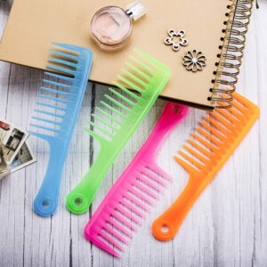 4 Pieces 9 1/2 Inches Anti Static Large Tooth Detangle Comb, Wide Tooth Hair Comb Salon Shampoo Comb for Long Hair and Curly Hair (Mutil Color 3)