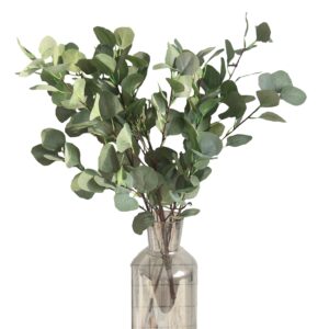 jd artificial greenery plants 5pcs 33" silver dollar eucalyptus silk leaf branches fake shrubs faux bushes for home décor office restaurant wedding garden patio photography props（summer green）