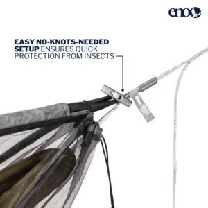 ENO Guardian SL Bug Net - Lightweight Hammock Netting - for Camping, Hiking, Backpacking, Travel, a Festival, or The Beach - Grey