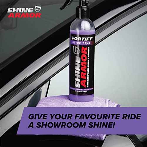 SHINE ARMOR Ceramic Coating Fortify Quick Coat Car Wax Polish Spray Waterless Wash & Wax Hydrophobic Top Coat Polish & Polymer Paint Sealant Detail Protection 8 Fl Oz