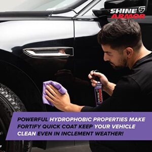 SHINE ARMOR Ceramic Coating Fortify Quick Coat Car Wax Polish Spray Waterless Wash & Wax Hydrophobic Top Coat Polish & Polymer Paint Sealant Detail Protection 8 Fl Oz