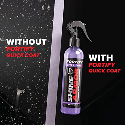 SHINE ARMOR Ceramic Coating Fortify Quick Coat Car Wax Polish Spray Waterless Wash & Wax Hydrophobic Top Coat Polish & Polymer Paint Sealant Detail Protection 8 Fl Oz