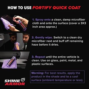 SHINE ARMOR Ceramic Coating Fortify Quick Coat Car Wax Polish Spray Waterless Wash & Wax Hydrophobic Top Coat Polish & Polymer Paint Sealant Detail Protection 8 Fl Oz