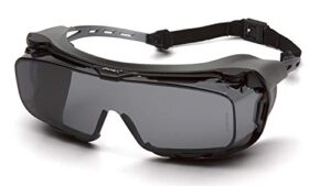 pyramex cappture over prescription safety glasses, gray h2max anti-fog lens w/rubber gasket