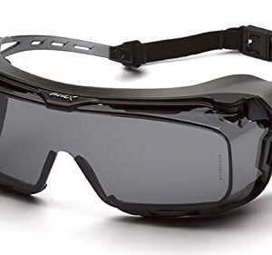 Pyramex Cappture Over Prescription Safety Glasses, Gray H2MAX Anti-Fog Lens w/Rubber Gasket