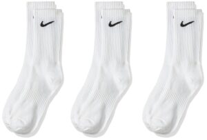 nike unisex everyday lightweight crew training socks (3 pair) (white/black, m)