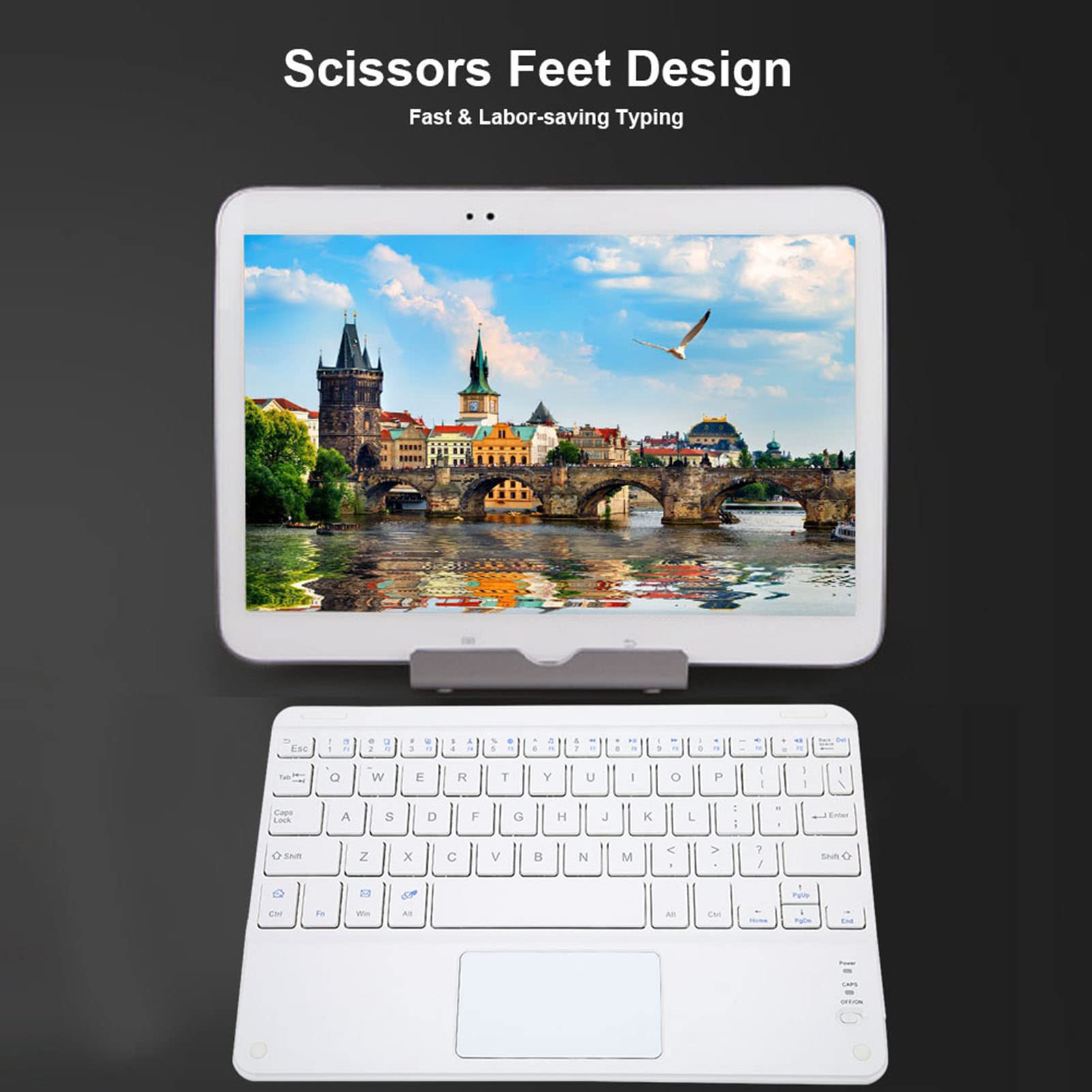 ASHATA Bluetooth Touchpad Keyboard,Portable Wireless Keyboard with Touchpad,9in Scissors Feet Design Ultra Slim Bluetooth Keyboard for Android/iOS/Windows