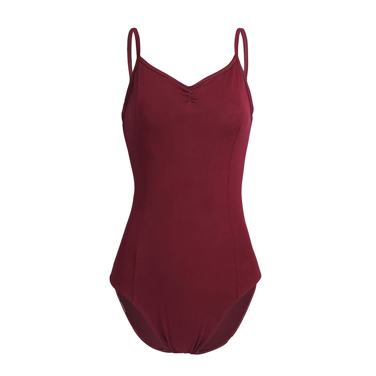 ACSUSS Women's V-neck Ballet Dance Leotard Criss Cross Back Strappy Camisole Bodysuit Burgundy Large