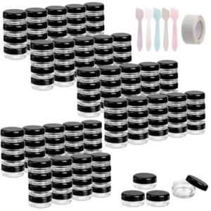 tosnail 120 pieces 3 gram clear plastic jars with black lids round storage containers lip balm containers beads organizer