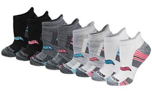 saucony women's 8/16 performance heel tab athletic socks, grey fashion (8 pairs), medium