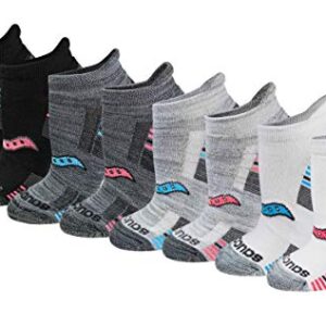 Saucony Women's 8/16 Performance Heel Tab Athletic Socks, Grey Fashion (8 Pairs), Medium