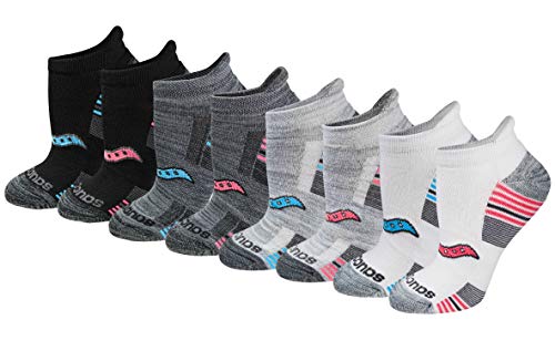 Saucony Women's 8/16 Performance Heel Tab Athletic Socks, Grey Fashion (8 Pairs), Medium