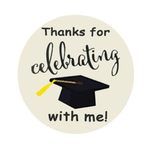 2 inch graduation stickers,thanks for celebrate with me adhesive labels - 100 pieces/roll