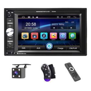 unitopsci double din car stereo car multimedia player bluetooth audio and calling 6.2 inch lcd touchscreen monitor, mp5 player wma usb sd auxiliary input fm radio with backup camera remote control