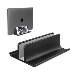 vaydeer vertical laptop stand holder adjustable desktop notebook dock space-saving three-in-one for all macbook pro air, mac,hp, dell, microsoft surface,lenovo, up to 17.3 inch black