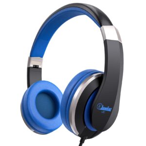 elecder kids headphones i41 headphones for kids children girls boys s foldable adjustable on ear headphones with 3.5mm jack for cellphones computer kindle school black&blue,