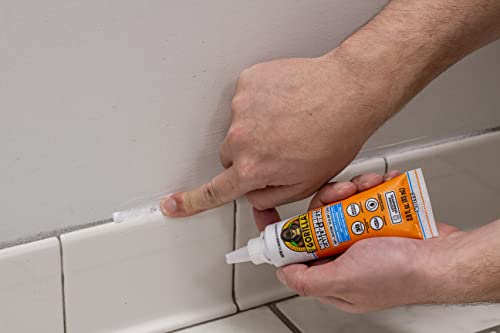 Gorilla Waterproof Caulk & Seal100% Silicone Sealant, 2.8oz Squeeze Tube, White (Pack of 1)