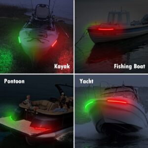 Obcursco Boat Navigation Lights, (1 Pair) 12 Inches LED Navigation Lights for Boats, Boat Lights Bow and Stern for Marine, Kayak, Jon Boat, Bass Boat, Fishing Boat and Pontoon (Red and Green)