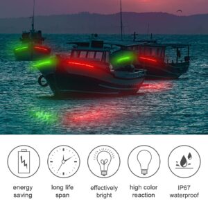 Obcursco Boat Navigation Lights, (1 Pair) 12 Inches LED Navigation Lights for Boats, Boat Lights Bow and Stern for Marine, Kayak, Jon Boat, Bass Boat, Fishing Boat and Pontoon (Red and Green)