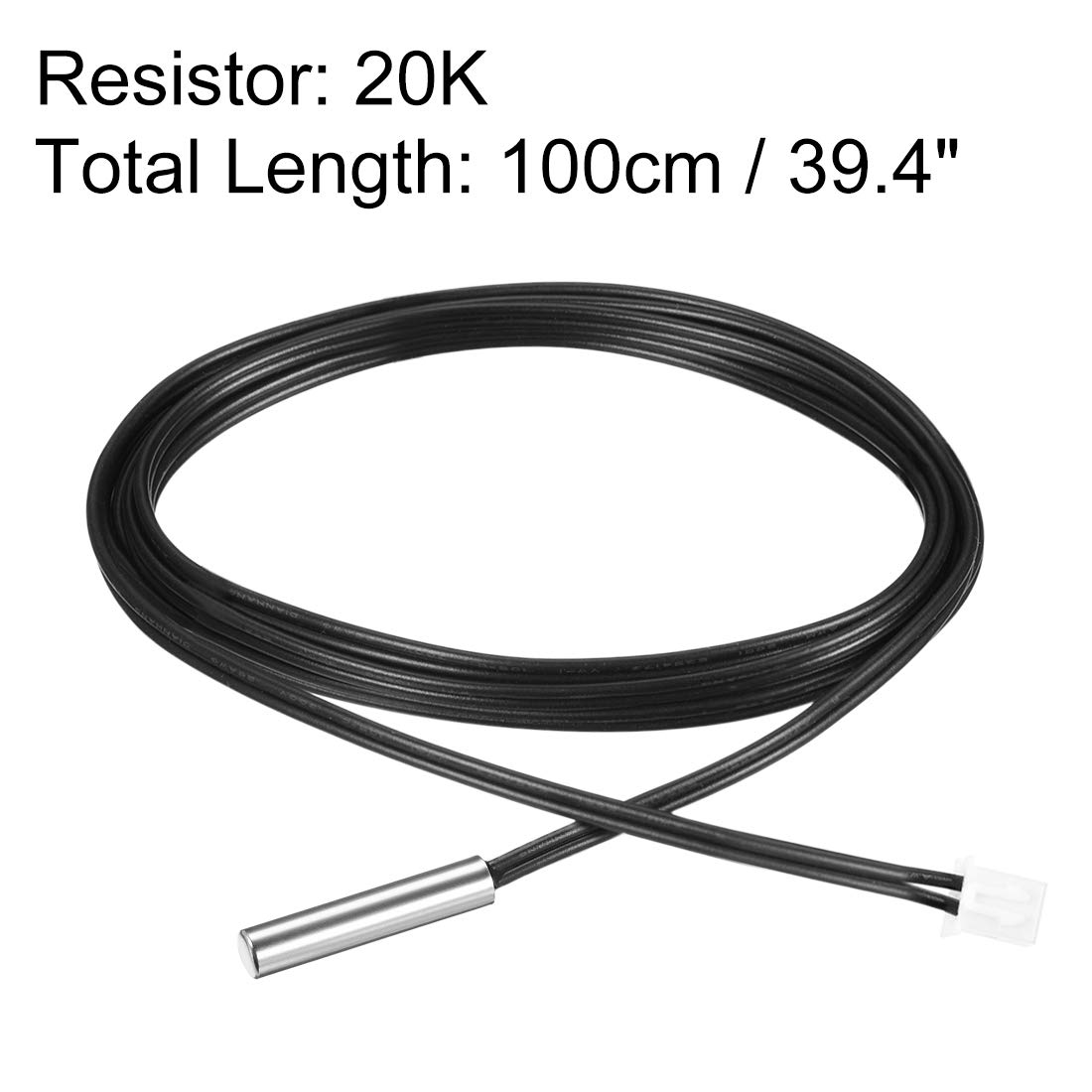 uxcell 20K NTC Thermistor Probe 39.4 Inch Stainless Steel Sensitive Temperature Temp Sensor for Air Conditioner