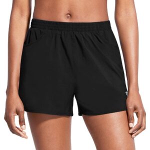 BALEAF Women's 3" Running Athletic Shorts Quick Dry Gym Workout Shorts with Pockets Black Size M