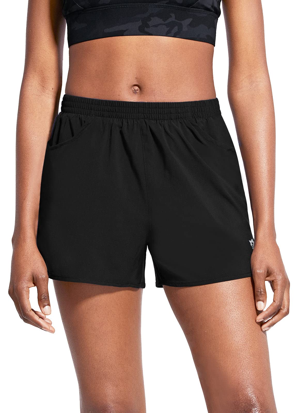 BALEAF Women's 3" Running Athletic Shorts Quick Dry Gym Workout Shorts with Pockets Black Size M