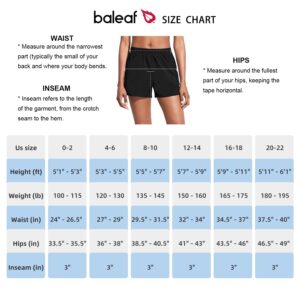 BALEAF Women's 3" Running Athletic Shorts Quick Dry Gym Workout Shorts with Pockets Black Size M