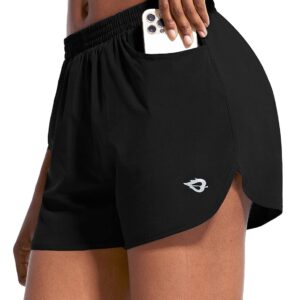 BALEAF Women's 3" Running Athletic Shorts Quick Dry Gym Workout Shorts with Pockets Black Size M