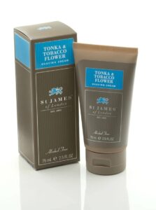 st james of london tonka & tobacco flower shave cream tube, 2.5oz