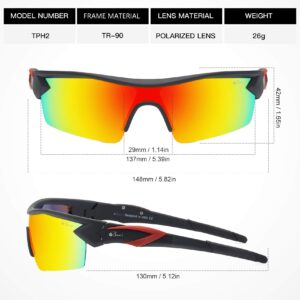 Bevi Polarized Sports Sunglasses TR90 Unbreakable Frame for Men Women Running Cycling Golf Baseball TPH2C1