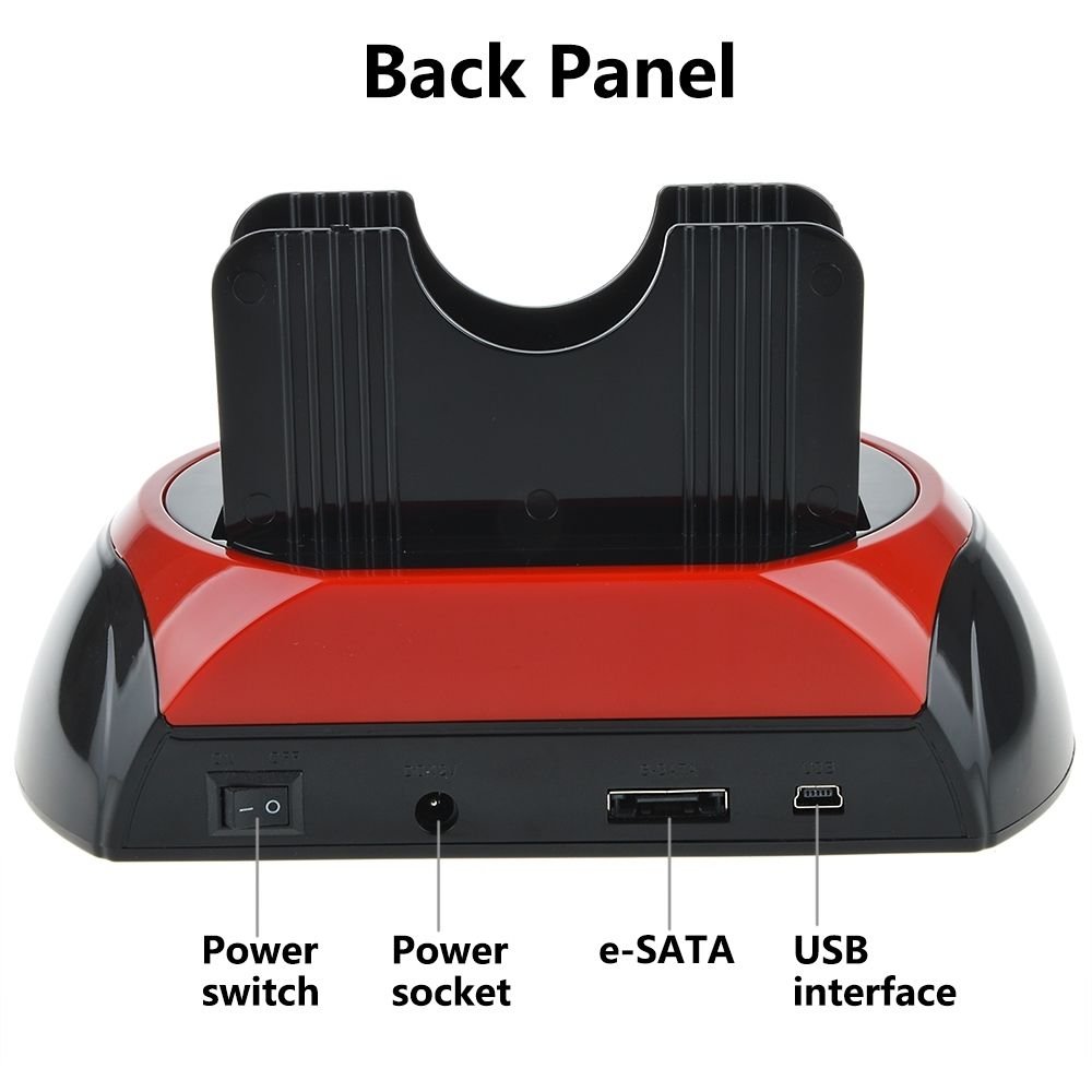 Tccmebius Hard Drive Docking Station, TCC-S862-US USB 2.0 to 2.5 3.5 Inch SATA IDE Dual Slots External Enclosure with All in 1 Card Reader and USB 2.0 Hub for 2.5" 3.5" IDE SATA I/II/III HDD SSD