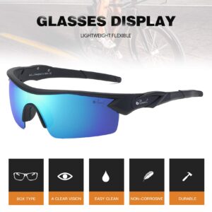 Bevi Polarized Sports Sunglasses TR90 Unbreakable Frame for Men Women Running Cycling Golf Baseball TPH2C2