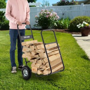 ROVSUN Firewood Cart Wood Hauler Fireplace Log Carrier Mover, Outdoor Indoor Wood w/Rolling Wheel Dolly Storage Holder