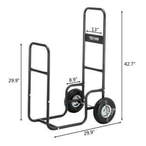 ROVSUN Firewood Cart Wood Hauler Fireplace Log Carrier Mover, Outdoor Indoor Wood w/Rolling Wheel Dolly Storage Holder