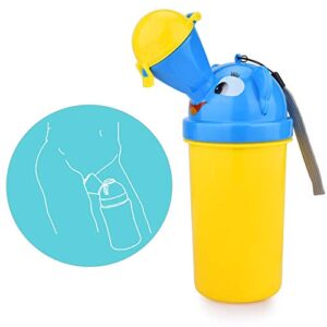 portable baby child potty urinal reusable pee training cup emergency toilet for camping car travel for boys & girls (yellow)