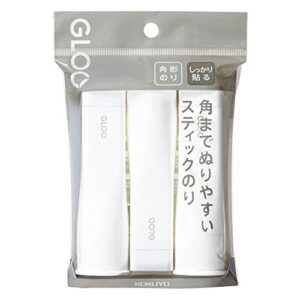 kokuyo gloo square glue stick, firm stick, middle size, pack of 3, japan import (ta-g302-3p)