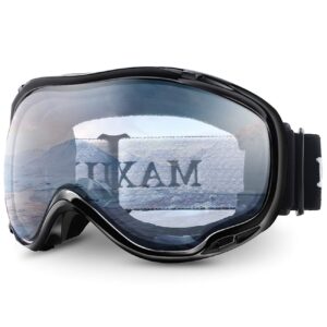 juli ski goggle/snow snowboard goggles for men, women & youth - 100% uv protection anti-fog dual lens(black frame/82% vlt clear len)