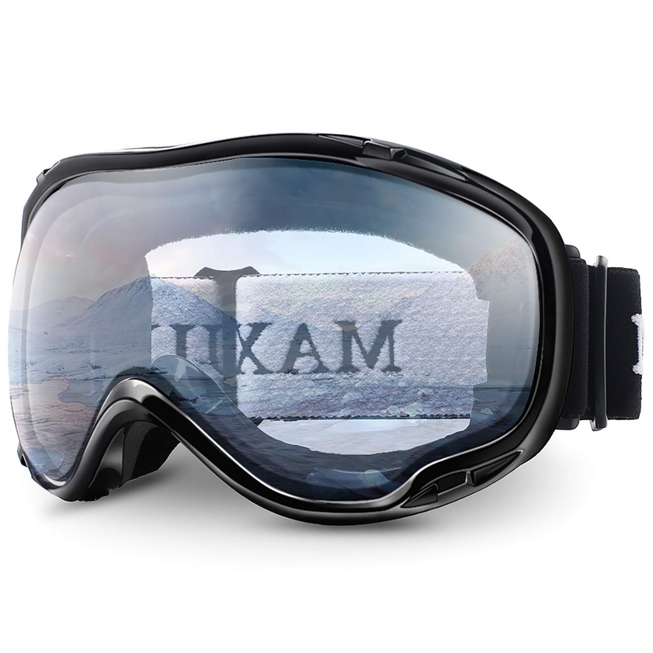 JULI Ski Goggle/Snow Snowboard Goggles for Men, Women & Youth - 100% UV Protection Anti-Fog Dual Lens(Black Frame/82% VLT Clear Len)