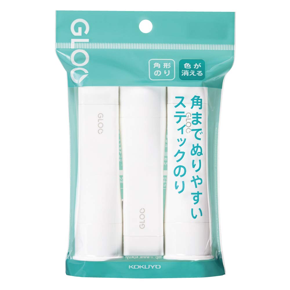 Kokuyo Gloo Square Glue Stick, Color Disappearable, Medium Size, Pack of 3, Japan Import (TA-G312-3P)