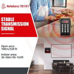 Retekess TD101 Queue Calling System,Take A Number System, Larger LCD Screen,8 Broadcast Types,Waiting Number System for Restaurant, Hospital,Bank(1 Display +1 Numeric Keypad)