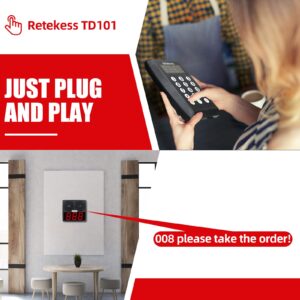 Retekess TD101 Queue Calling System,Take A Number System, Larger LCD Screen,8 Broadcast Types,Waiting Number System for Restaurant, Hospital,Bank(1 Display +1 Numeric Keypad)