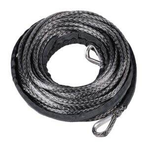 astra depot black atv utv synthetic rope extension 50ft 7500lbs winch line cable with thimbles